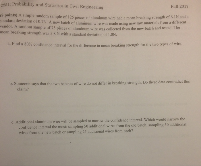 Solved 2251: Probability and Statistics in Civil Engineering | Chegg.com