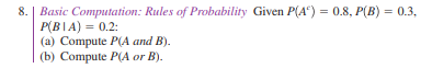 Solved 8. | Basic Computation: Rules of Probability Given | Chegg.com