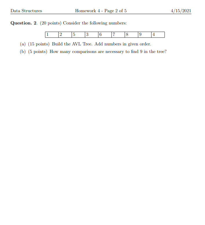Solved Data Structures Homework 4 Page 2 Of 5 4 15 2021