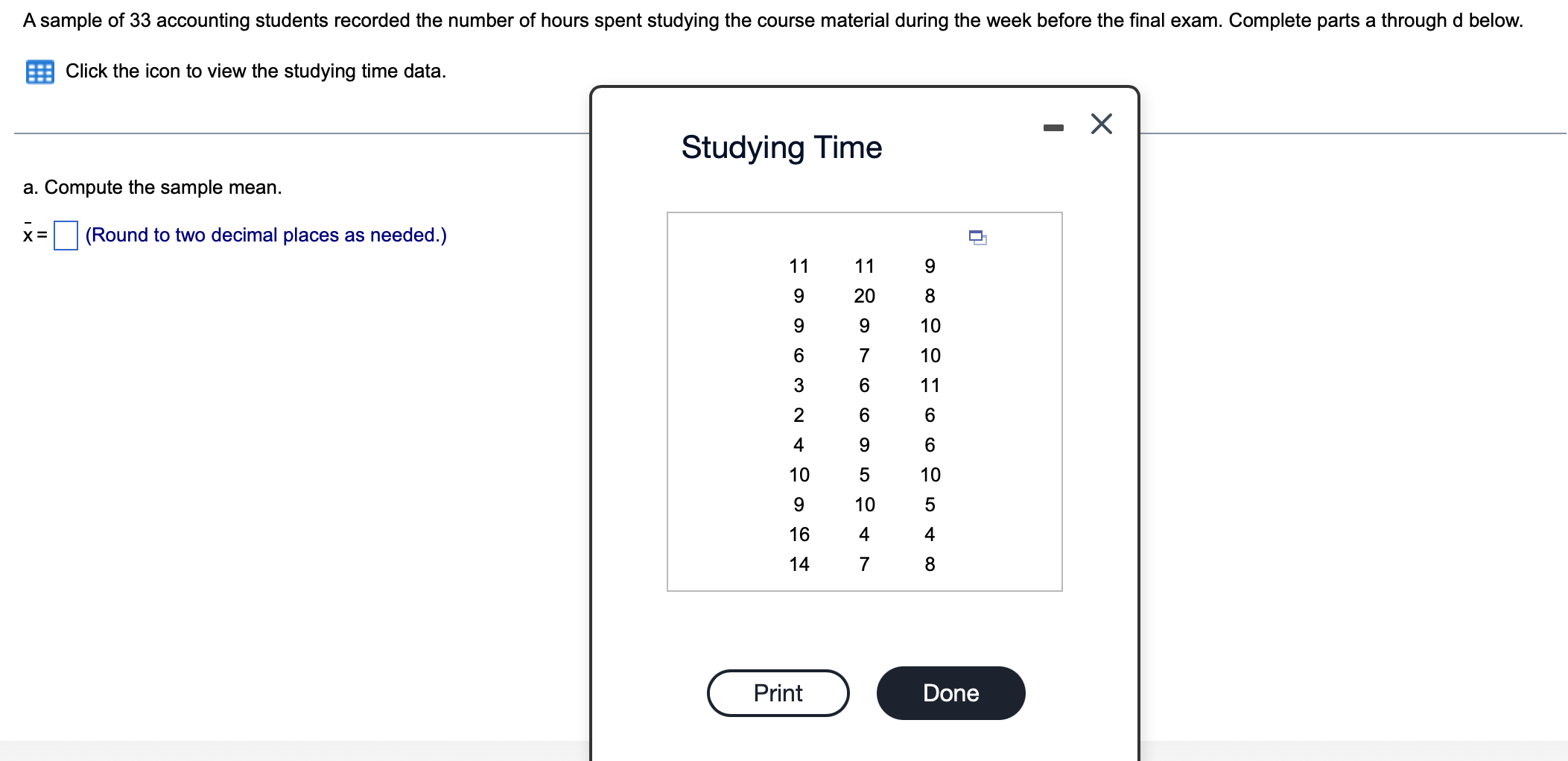 Solved a. Compute the sample mean. b. Compute the sample | Chegg.com