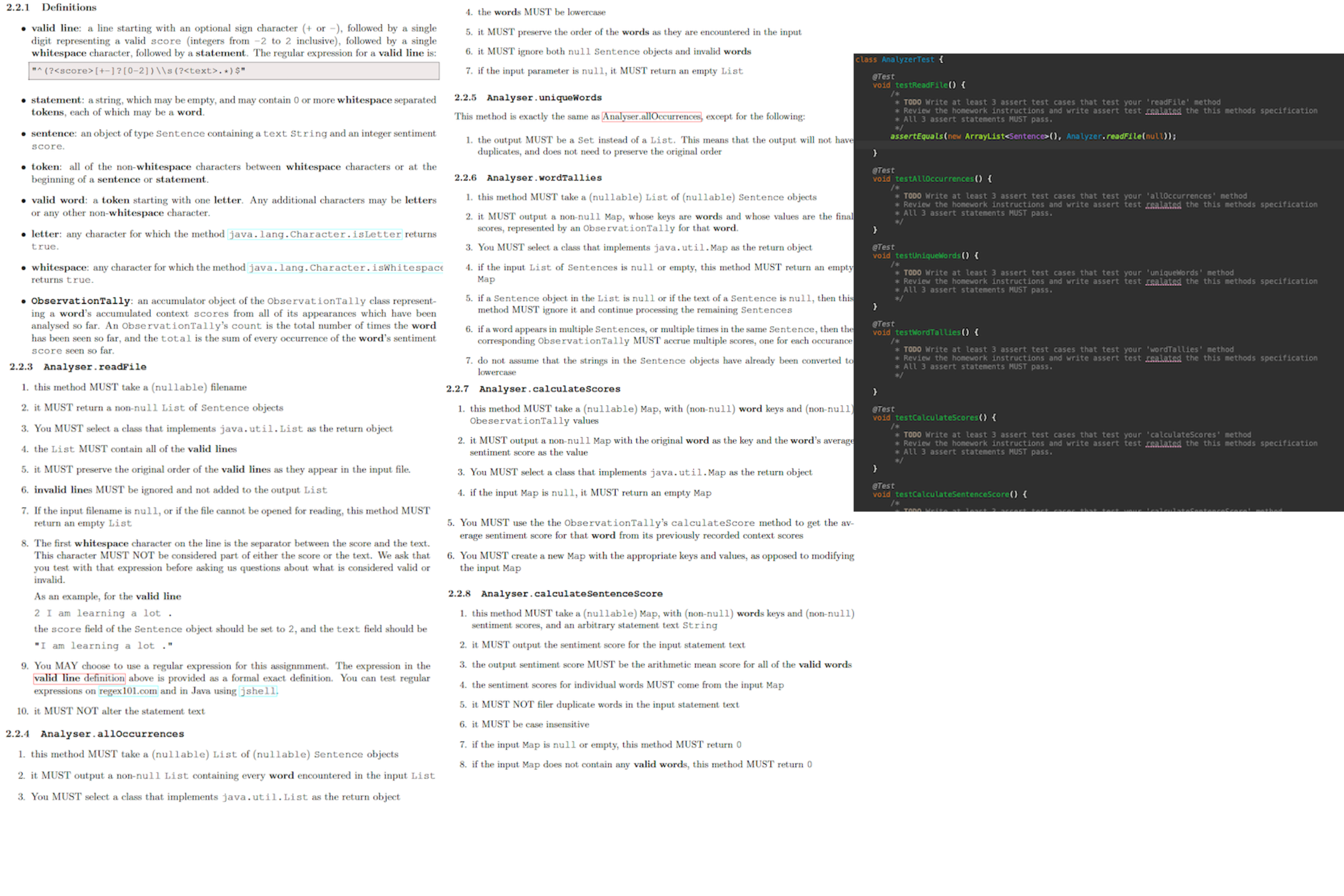 Solved Please implement Analyzer.wordTallies, | Chegg.com