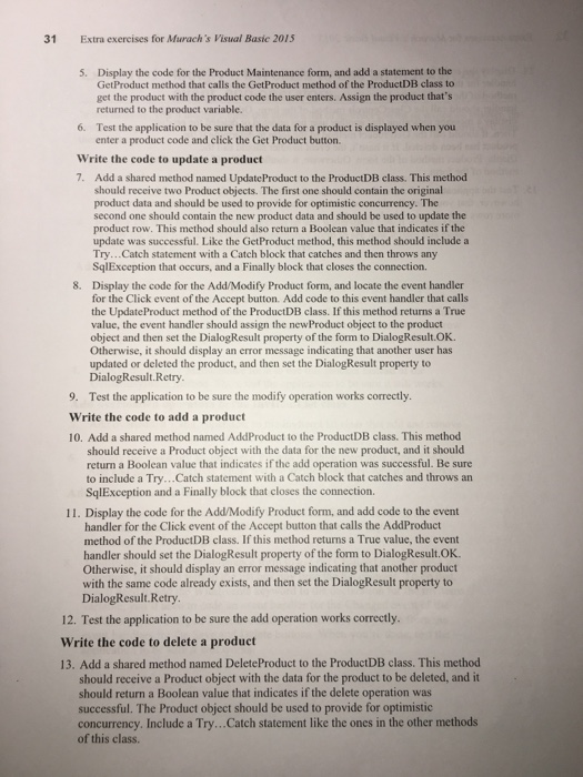 30 Extra exercises for Murach's Visnal Basic 2015 | Chegg.com