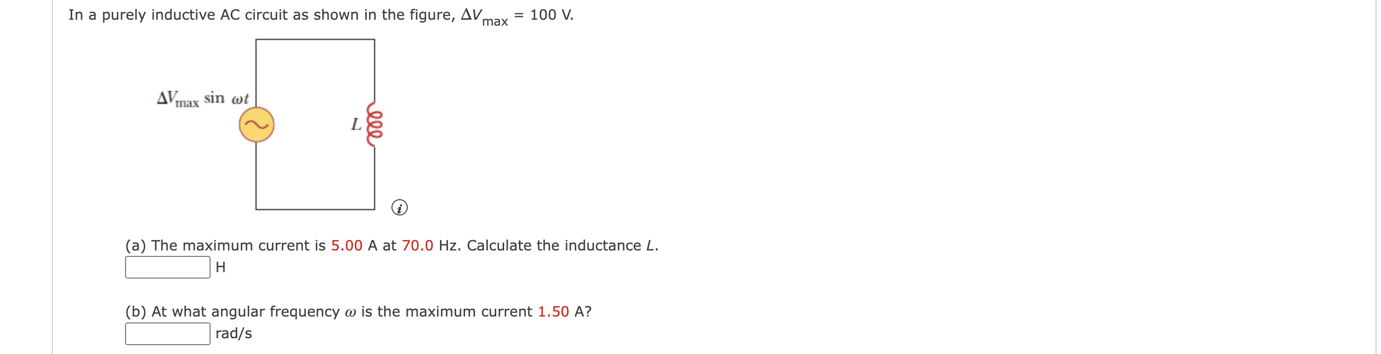 Solved In a purely inductive AC circuit as shown in the | Chegg.com