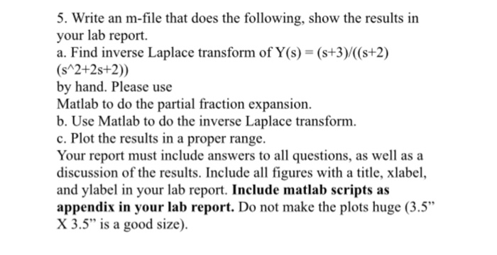 Solved Write an m-file that does the following, show the | Chegg.com