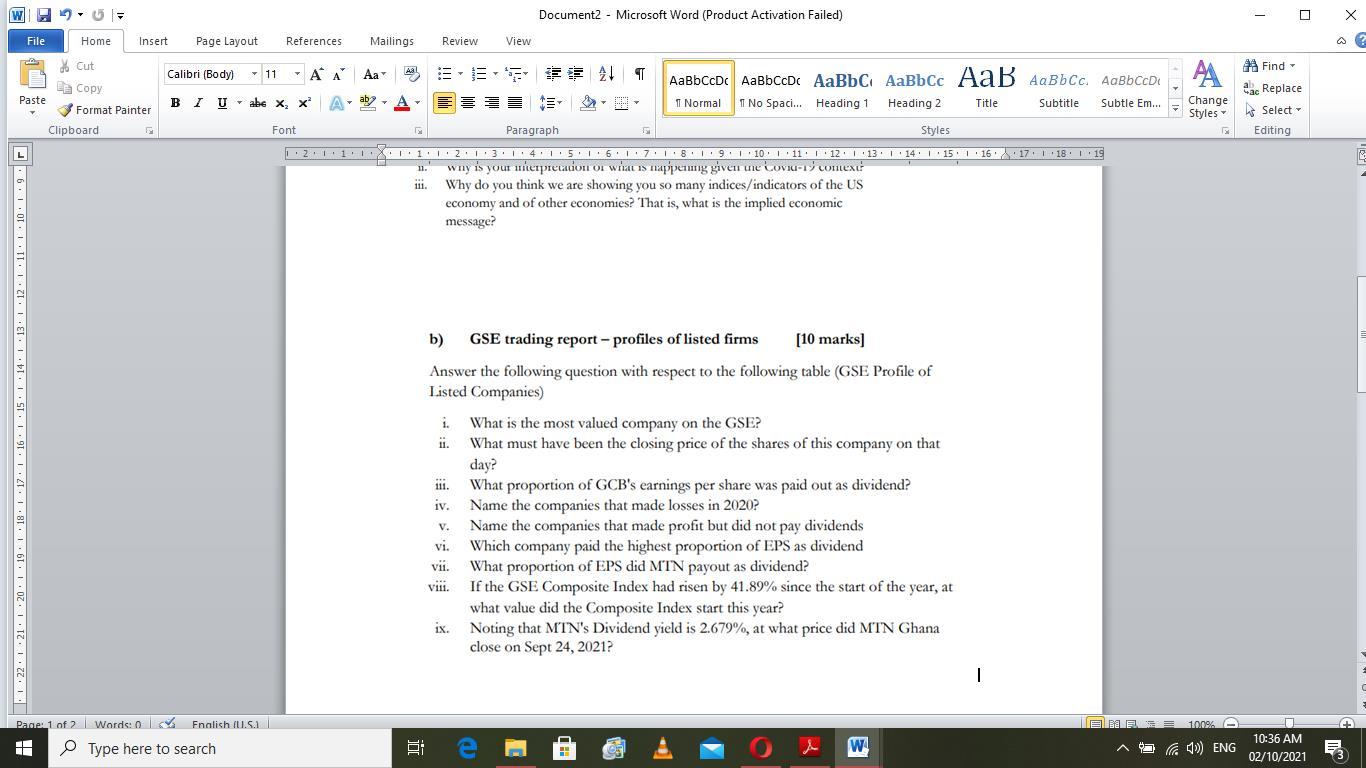 WIDU Document2 - Microsoft Word (Product Activation | Chegg.com