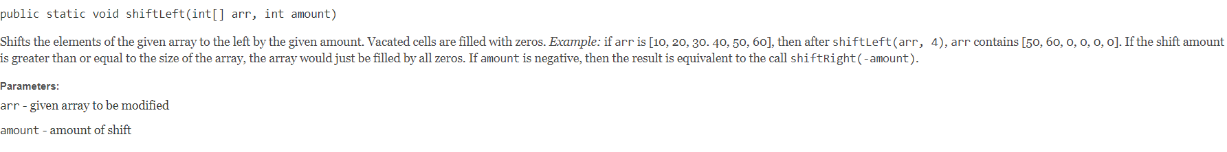 Solved public static void shiftRight(int[] arr, int amount) | Chegg.com