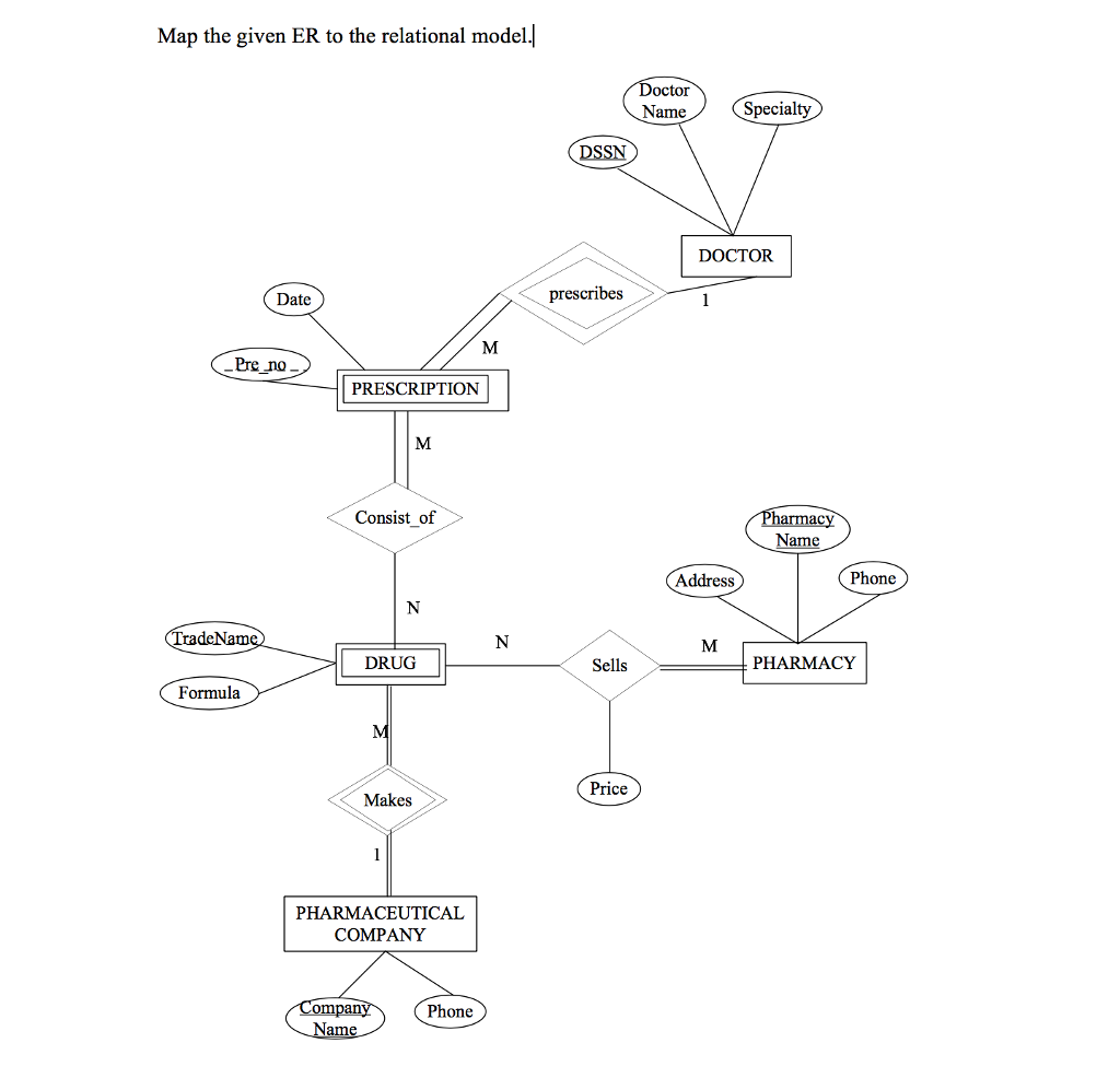 Solved Map the given ER to the relational model.] octor Name | Chegg.com