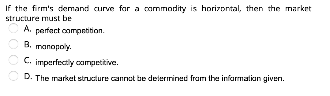 Solved If the firm's demand curve for a commodity is | Chegg.com