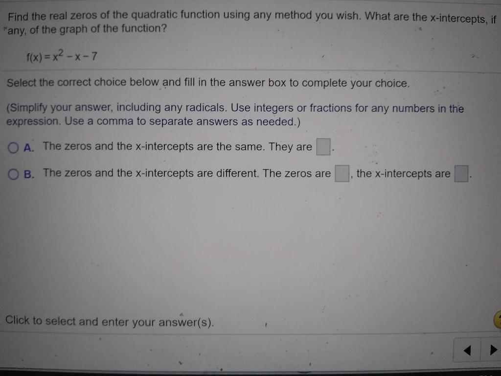 Solved Find the real zeros of the quadratic function using | Chegg.com