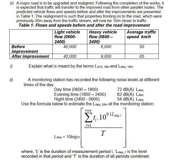 Solved b) A major road is to be upgraded and realigned. | Chegg.com