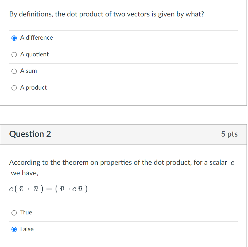 Solved By definitions, the dot product of two vectors is | Chegg.com