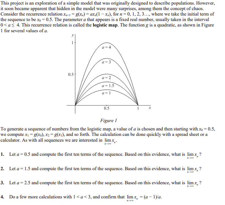 Solved This project is an exploration of a simple model that | Chegg.com