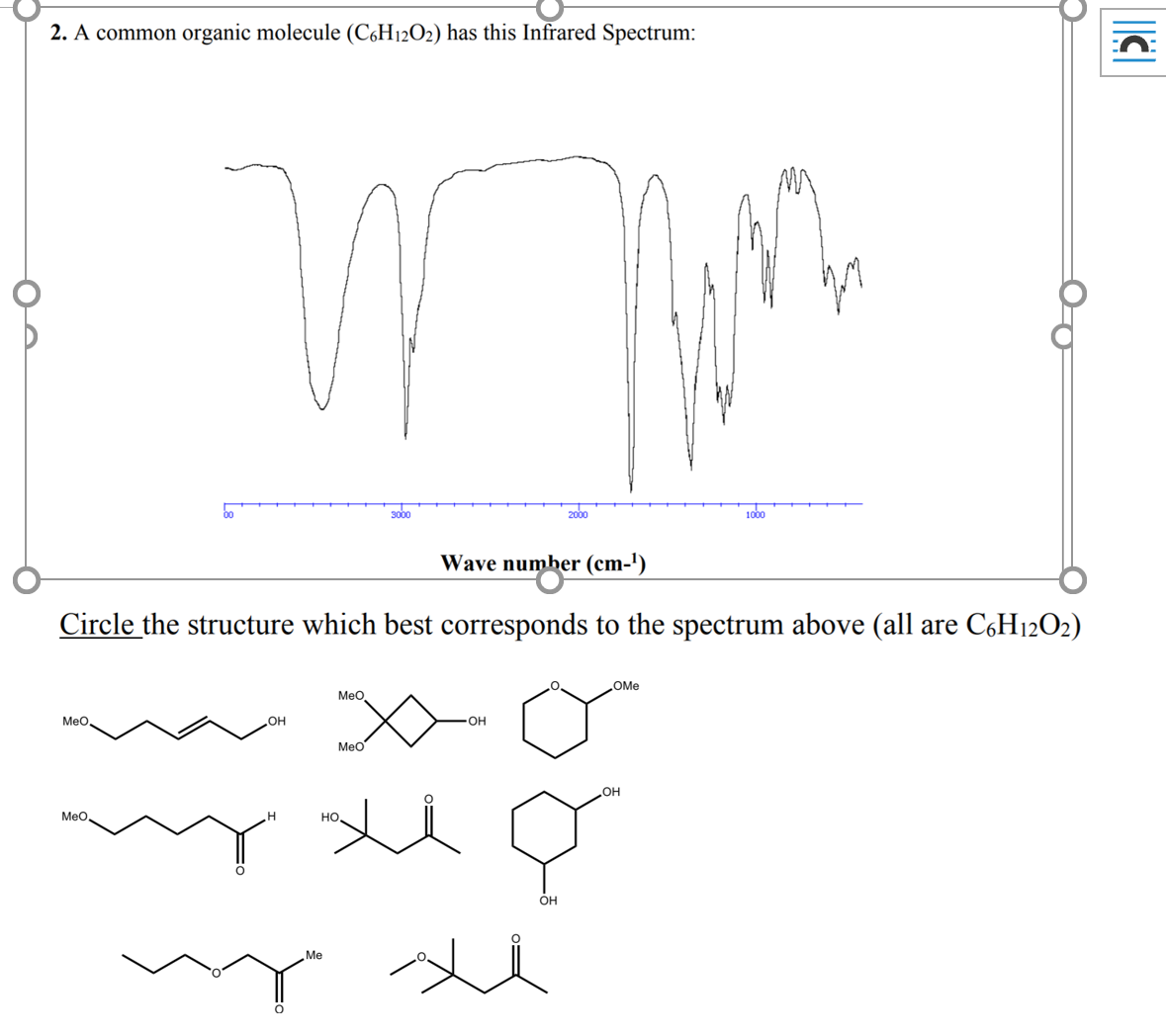 Solved 2. A common organic molecule (C6H12O2) has this | Chegg.com