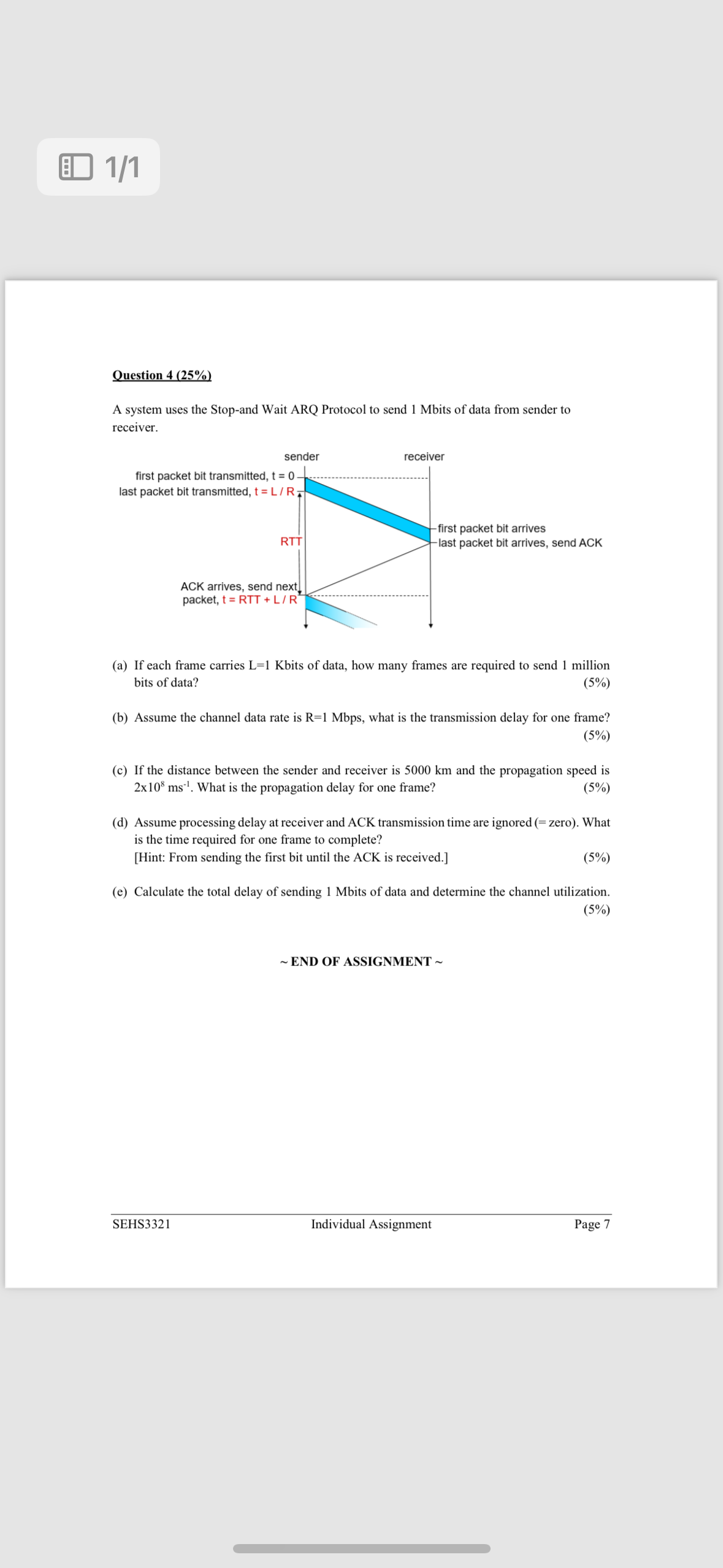 Solved A system uses the Stop-and Wait ARQ Protocol to send | Chegg.com