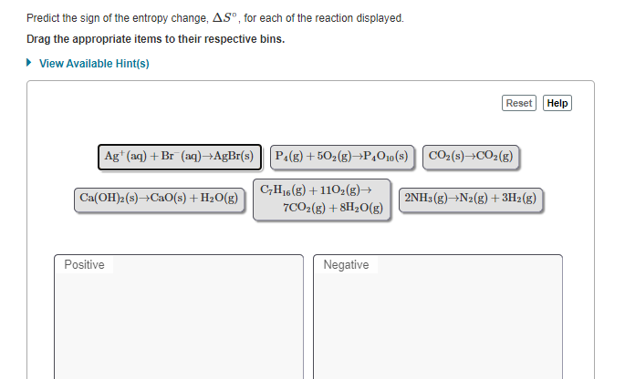 Solved Predict the sign of the entropy change, AS, for each | Chegg.com