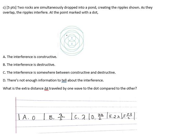 Solved c) (5 pts] Two rocks are simultaneously dropped into | Chegg.com