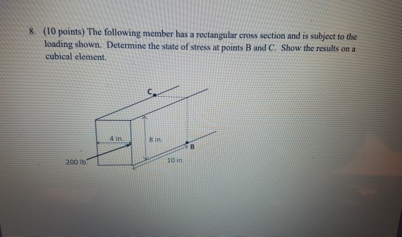 Solved 8. (10 points) The following member has a rectangular | Chegg.com