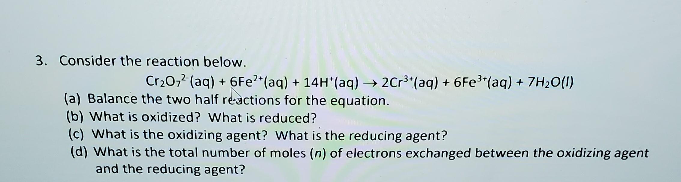 Solved Consider the reaction below. | Chegg.com