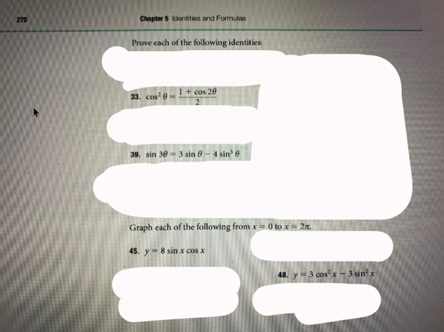 Solved prove the 5 identities and graph the 2 problems on | Chegg.com