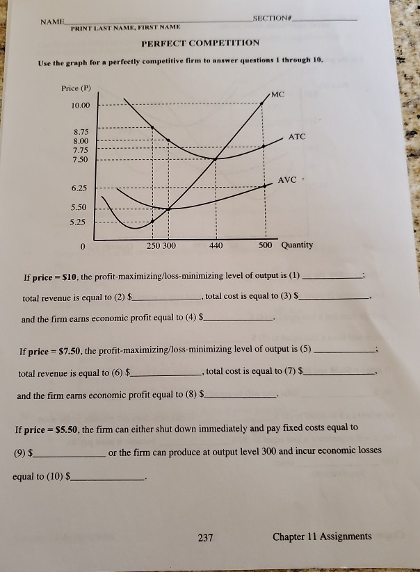 Solved SECTION NAME PRINT LAST NAME, FIRST NAME PERFECT | Chegg.com