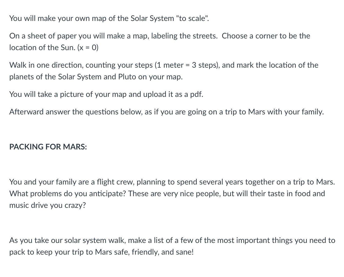 Solved You will make your own map of the Solar System "to | Chegg.com