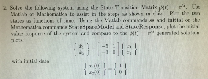 Solved Solve the following system using the State Transition | Chegg.com