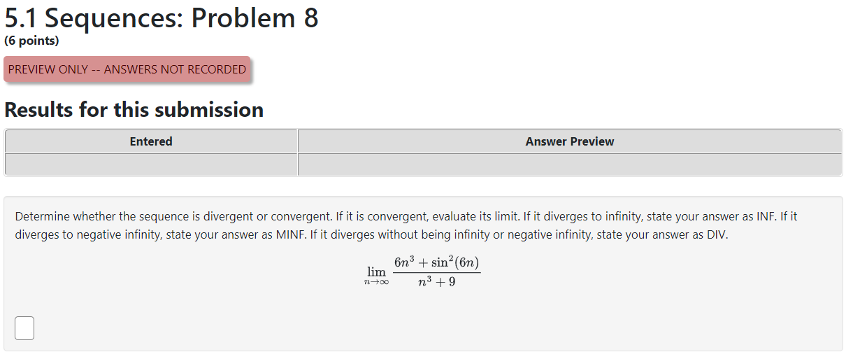 Solved 5.1 Sequences: Problem 8 (6 points) Results for this | Chegg.com