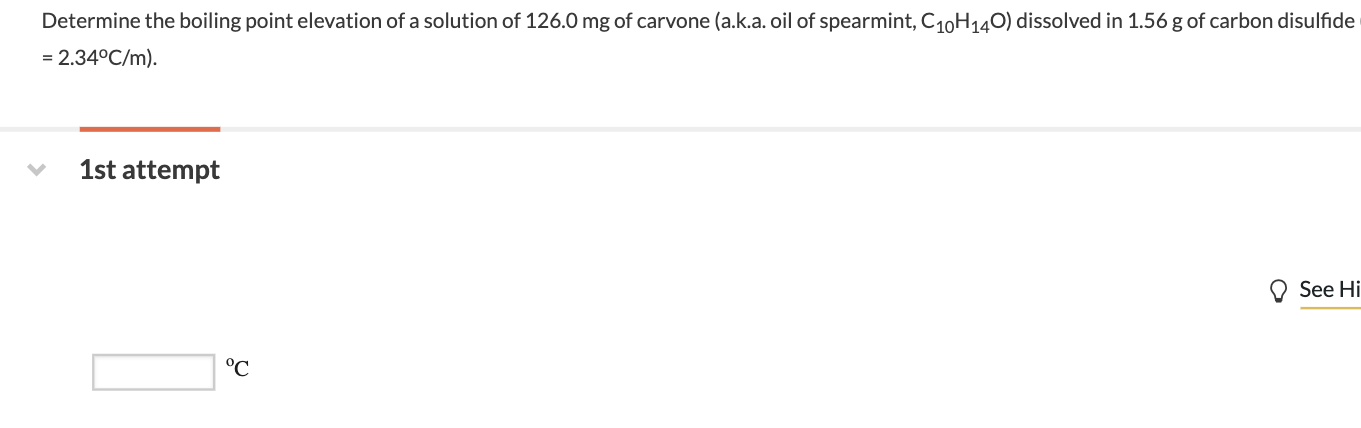 Solved Determine the boiling point elevation of a solution | Chegg.com