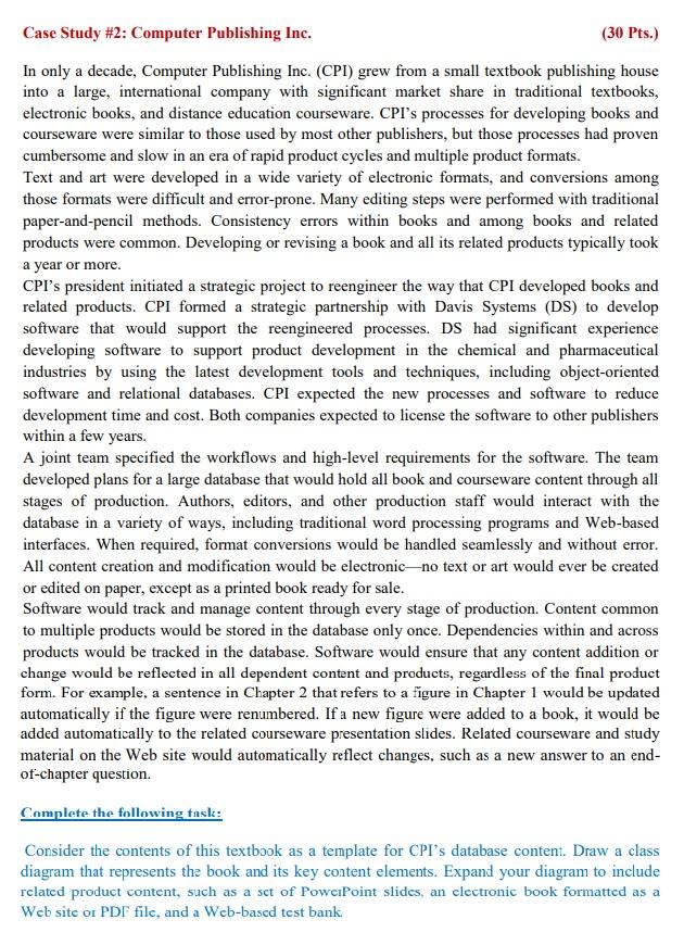 Case Study #2: Computer Publishing Inc. (30 Pts.) In | Chegg.com
