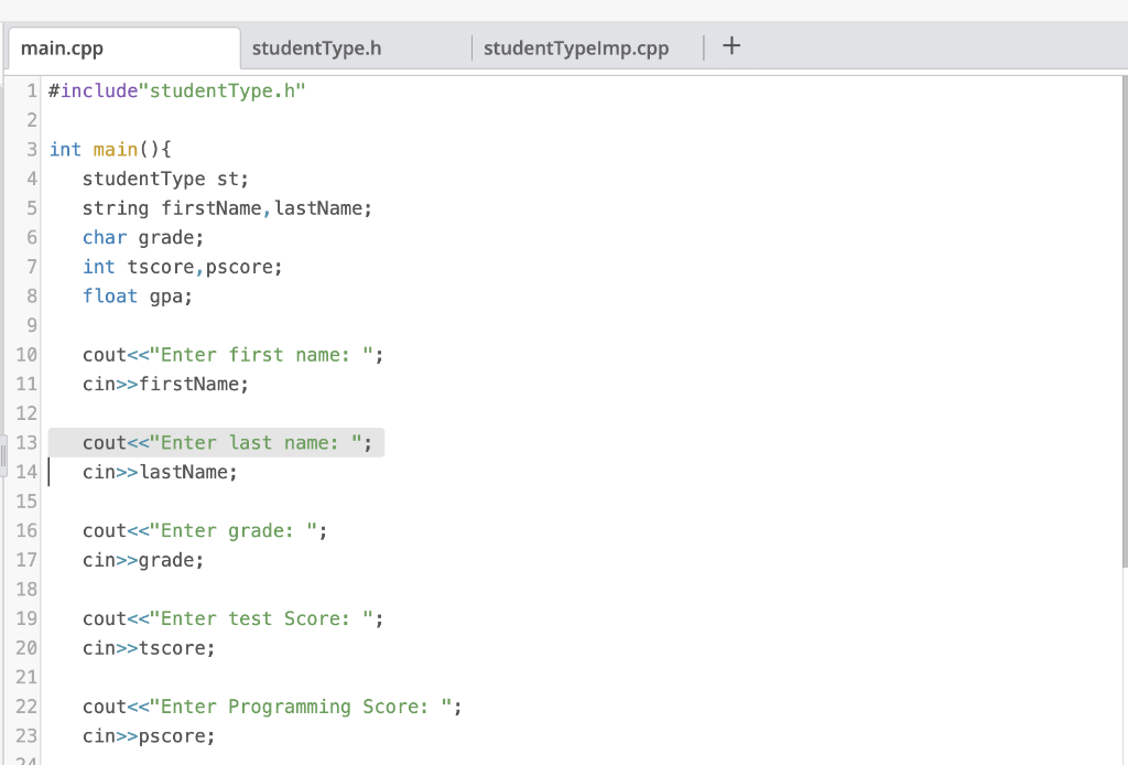 Instructions Chapter 9 defined the struct studentType | Chegg.com