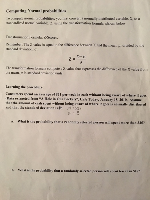 Solved Computing Normal probabilities To compute normal | Chegg.com