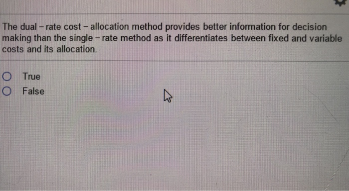 Solved The dual -rate cost -allocation method provides | Chegg.com