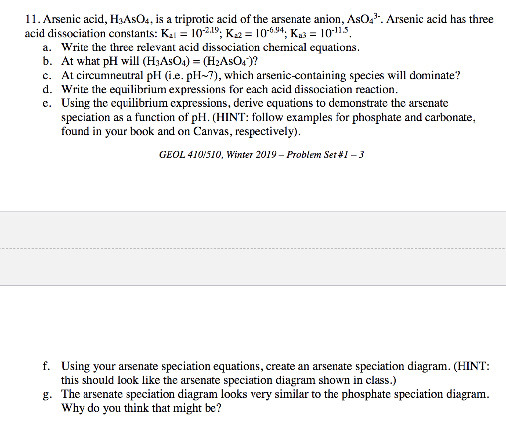 Solved 11. Arsenic acid, H3As04, is a triprotic acid of the | Chegg.com
