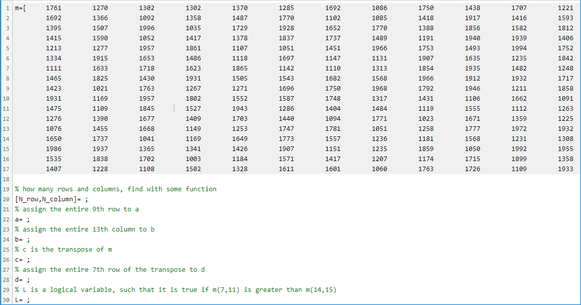 Solved MATLAB You are given a big matrix of integers in the | Chegg.com