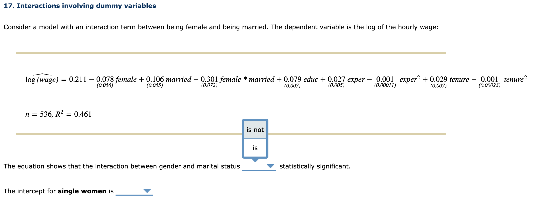 Solved 17 Interactions Involving Dummy Variables Consider A 4421