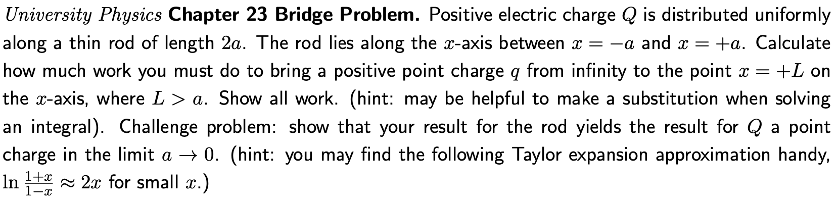 Solved University Physics Chapter 23 Bridge Problem. | Chegg.com
