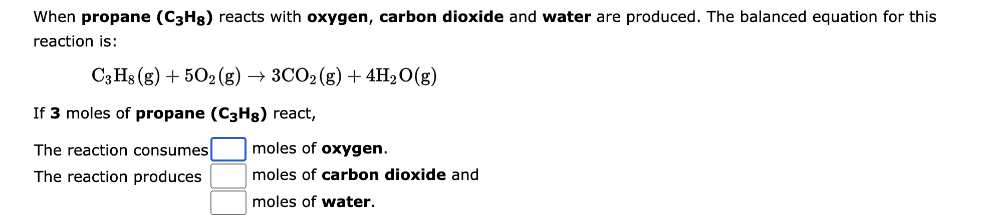 Solved When propane (C3H8) reacts with oxygen, carbon | Chegg.com