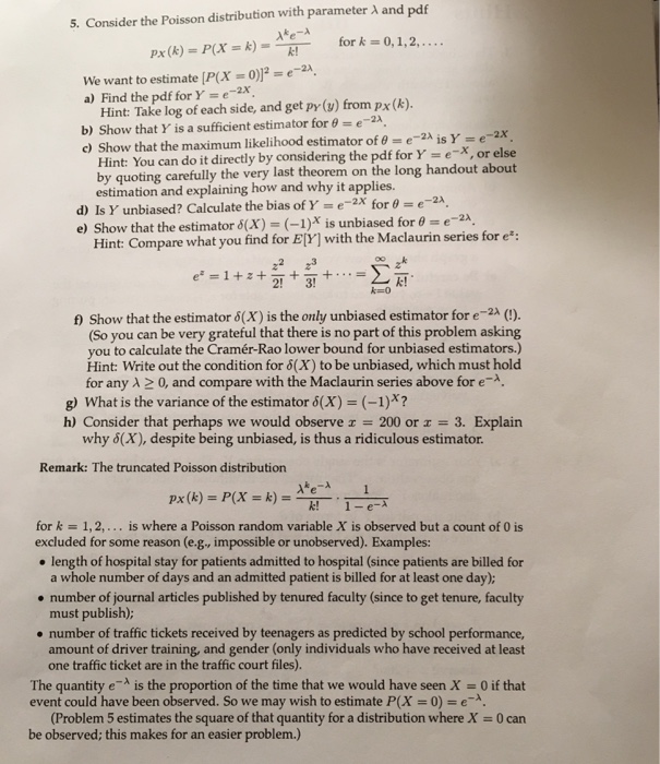 Solved Consider The Poisson Distribute With Parameter A And 