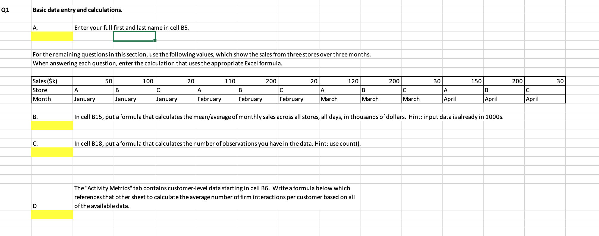 Customer Metrics Google Sheets Tutorial Customer | Chegg.com