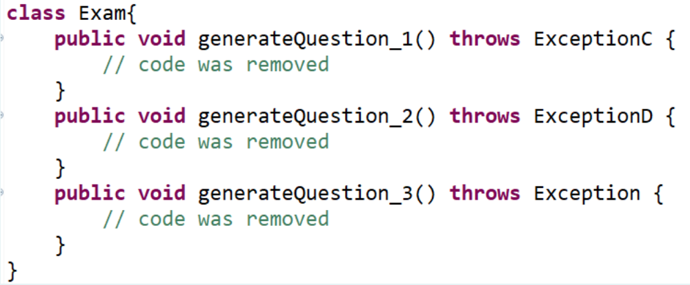 Solved We have created a hierarchy of exceptions like below: | Chegg.com