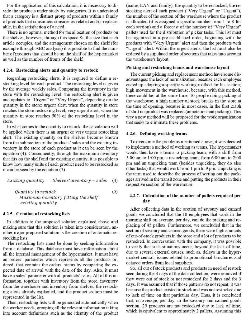 Solved Restructuring picking and restocking processes on a | Chegg.com