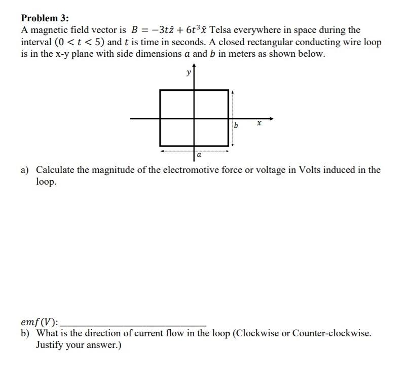 Solved A closed rectangular conducting wire loop is in the | Chegg.com