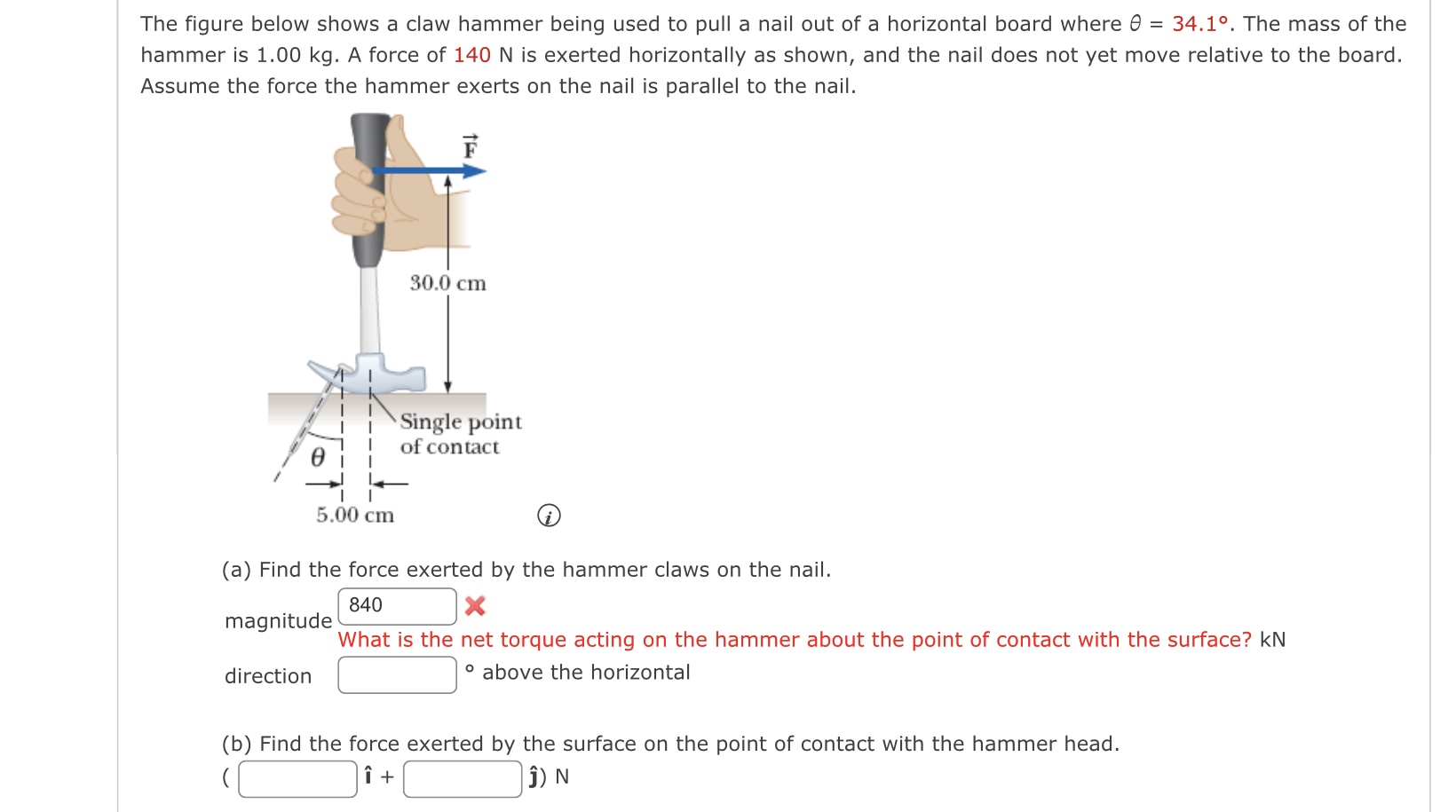 Solved The figure below shows a claw hammer being used to | Chegg.com