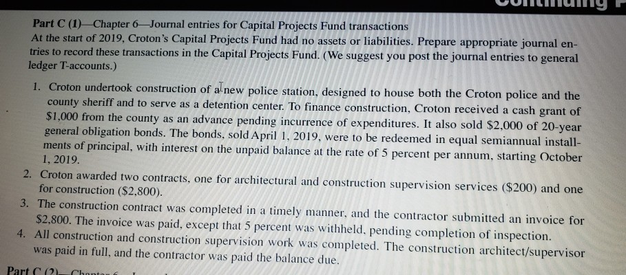 Part C (1)-Chapter 6-Journal entries for Capital | Chegg.com