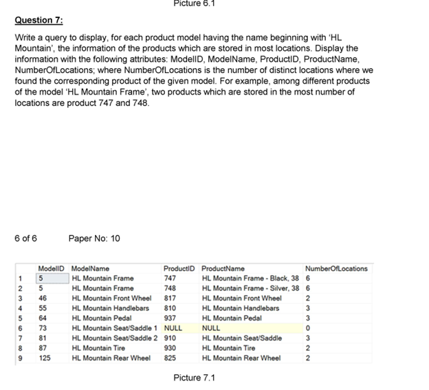 Solved Picture 6.1 Question 7: Write a query to display, for | Chegg.com