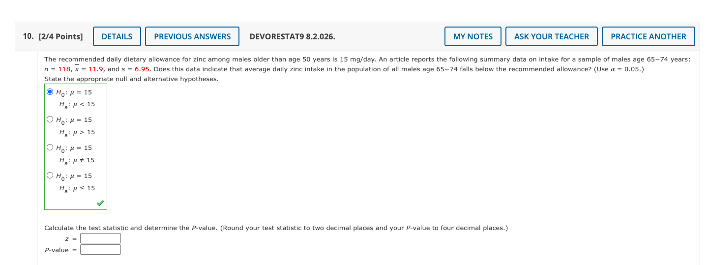 Solved 10. [2/4 points) DETAILS PREVIOUS ANSWERS DEVORESTAT9 | Chegg.com