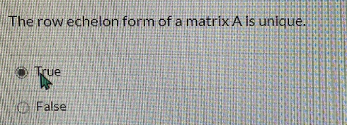 Solved The row echelon form of a matrix A is unique. True | Chegg.com