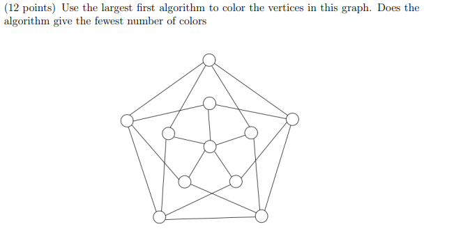 Solved (12 ﻿points) ﻿Use the largest first algorithm to | Chegg.com