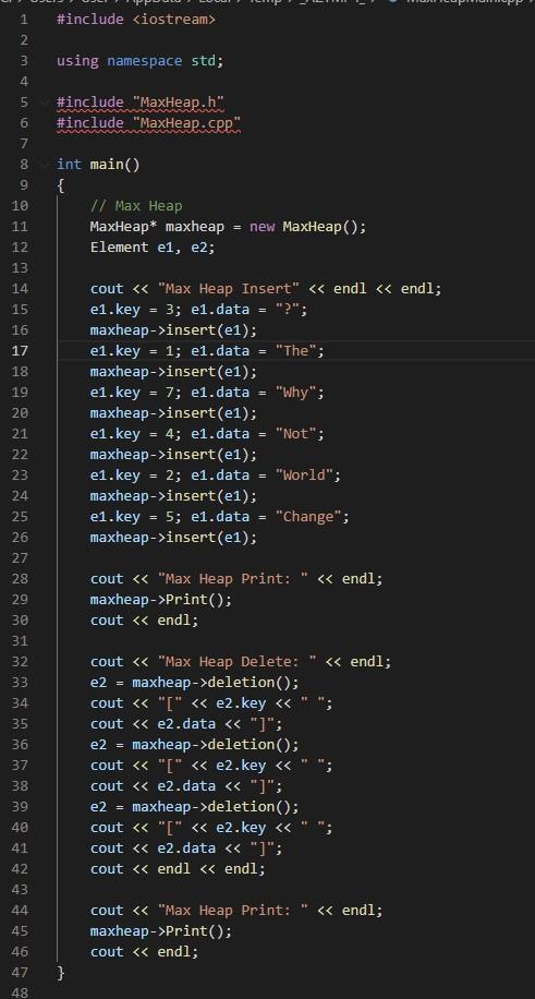 Solved Write a MaxHeap class represented as a linked binary | Chegg.com