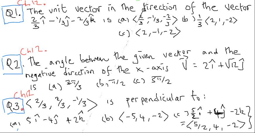 Solved 120 lal. The unit vector in the direction of the | Chegg.com